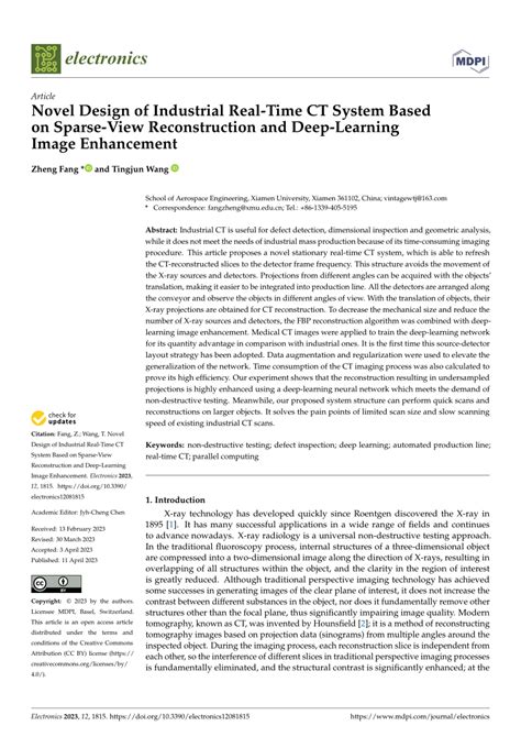 Pdf Novel Design Of Industrial Real Time Ct System Based On Sparse