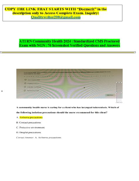 Rn Ati Community Health Proctored Exam 2023 2024 Ngn All 70 Questions
