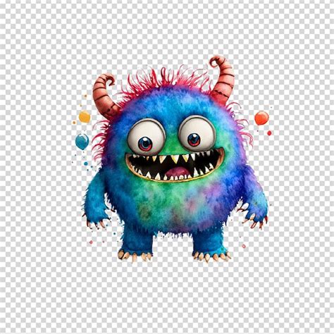 Acuarela bonito bebé monstruo clipart en png Archivo PSD Premium