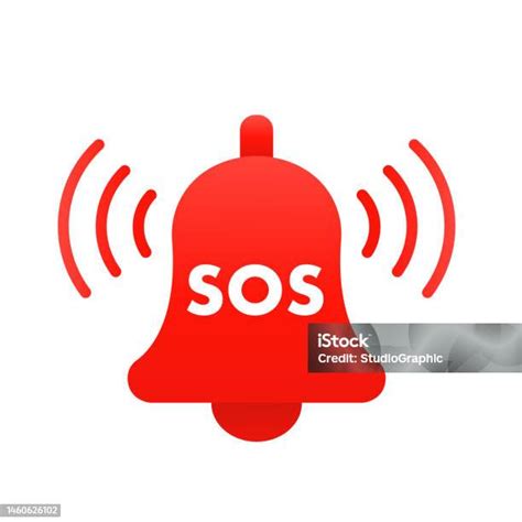 흰색 배경에 격리된 알람 벨 Sos 아이콘 경고 전화 도움말 표시 메시지 벡터 그림 가상현실에 대한 스톡 벡터 아트 및 기타 이미지 가상현실 개념 고객 서비스 담당자