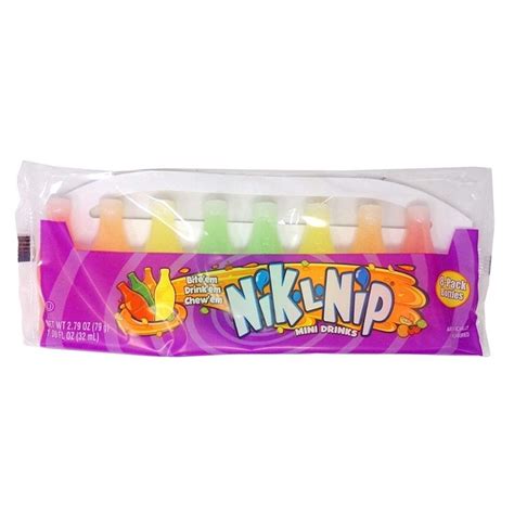 Nik L Nip Mini Drinks Wax Bottles 8 Pack “bite Em Drink Em Chew Em