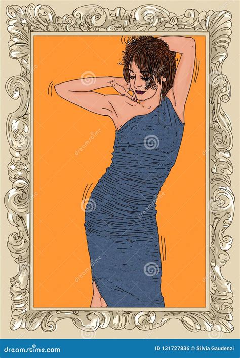 Woman In Erotic Pose Girl A Pin Up With Frame Stock Photo CartoonDealer