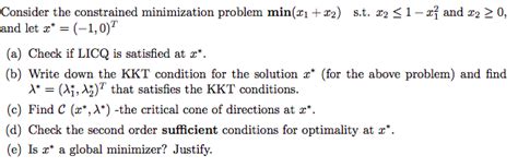 Solved Consider The Constrained Minimization Problem Mini1