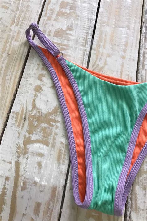 Calcinha Biquíni Asa Delta Texturizada Laranja Verde Praia Outlet Biquínis de qualidade