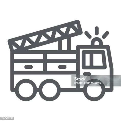 消防車線圖示 運輸和緊急情況下 消防員汽車標誌 向量圖形 在白色背景的線性圖案向量圖形及更多10號圖片 10號 互聯網 交通 Istock