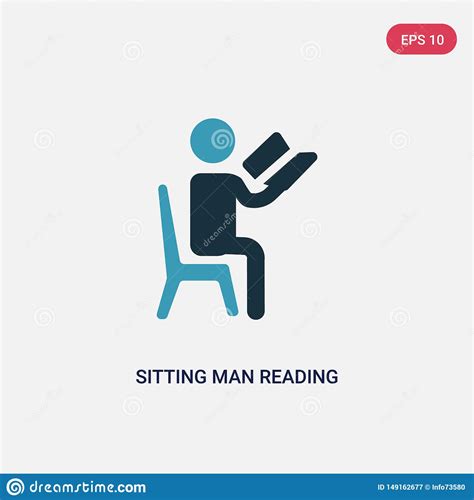 Two Color Sitting Man Reading Vector Icon From People Concept Isolated