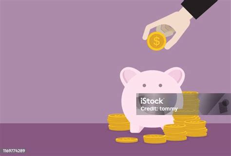 돼지 저금통에 달러 동전을 넣는 사업가 돼지 저금통에 대한 스톡 벡터 아트 및 기타 이미지 돼지 저금통 동전 저축