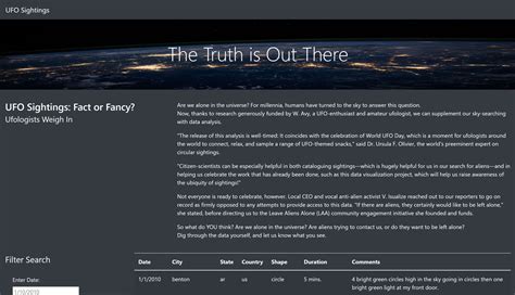 Github Dosanity Ufos Using Javascript Html Css And Bootstrap To