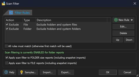 Disk Space Scan Filtering Foldersizes