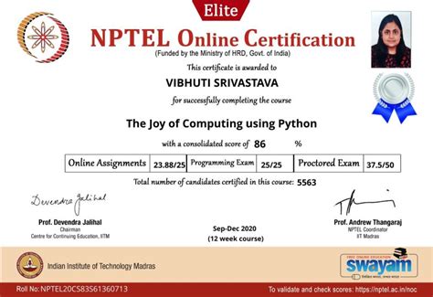 I Have Done A Course The Joy Of Computing Python On Nptel In The Past