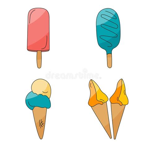 Ice Cream Summer Heat Heat Colored Sweet Delicious Stock Vector
