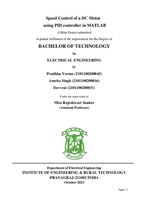 Pdf Speed Control Of A Dc Motor Using Pid Controller Based On Matlab