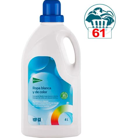 Detergente Liquido para a Máquina de Roupa Branca e Cor embalagem doses El Corte Inglés