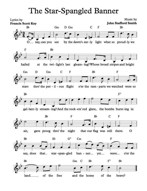 Free Sheet Music Free Lead Sheet The Star Spangled Banner By