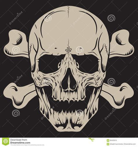 Human Skull And Crossbones Stock Vector Illustration Of Grim 95425015