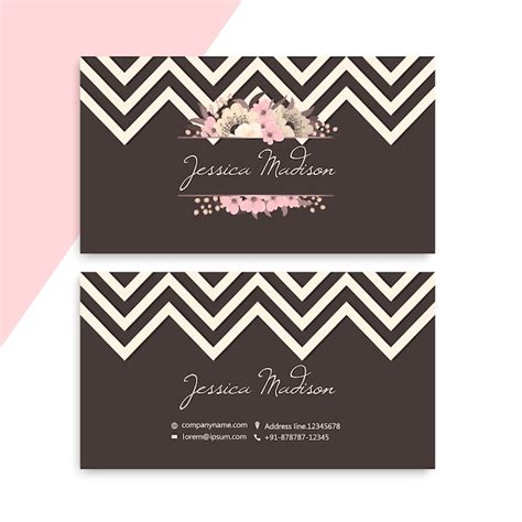 Tarjeta De Visita Con Hermosas Flores Vector Premium