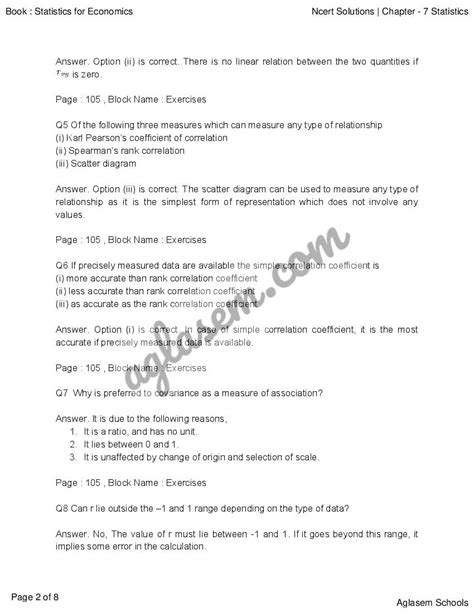 Ncert Solutions For Class Economics Chapter Correlation Question Answer Pdf Aglasem