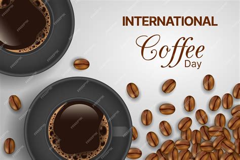 현실적인 국제 커피의 날 배경 무료 벡터