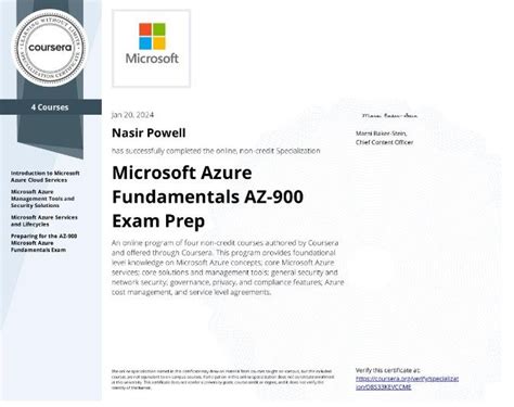 Completed Microsoft Azure Fundamentals Course Nasir Powell Posted On