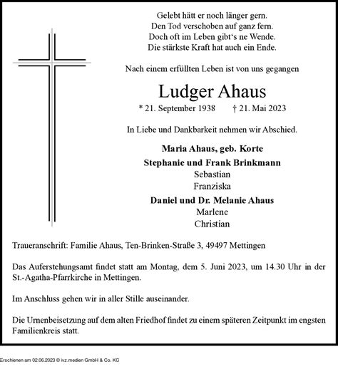 Ivz Trauer Ludger Ahaus