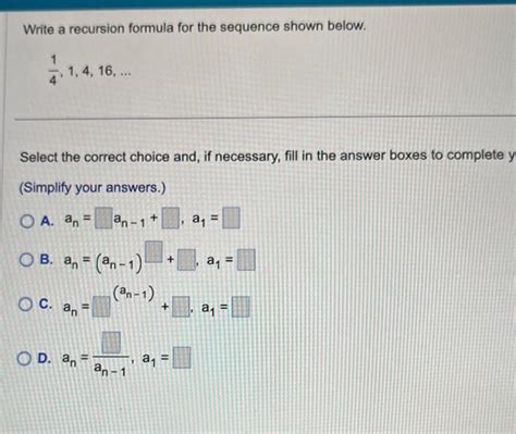 Solved Write A Recursion Formula For The Sequence Shown