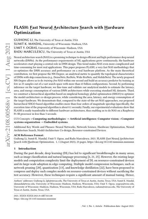 Pdf Flash Fast Neural Architecture Search With Hardware Optimization
