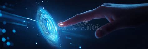 finger pressing a glowing lock icon on a digital interface symbolizing