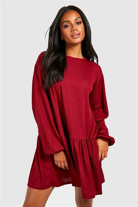 Volume Rib Smock Dress Boohoo Usa