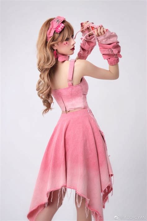 Pink Ombre Tank Top Handkerchief Hem Denim Skirt
