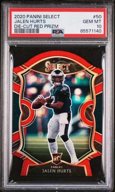 2020 Panini Select Jalen Hurts Die Cut Red Prizm Rc 50 Psa 10 Eagles
