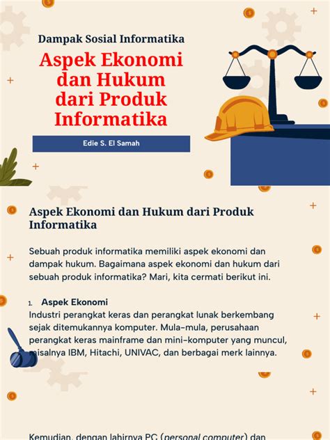Dampak Sosial Informatika Aspek Ekonomi Dan Hukum Dari Produk Informatika Pdf Komputer
