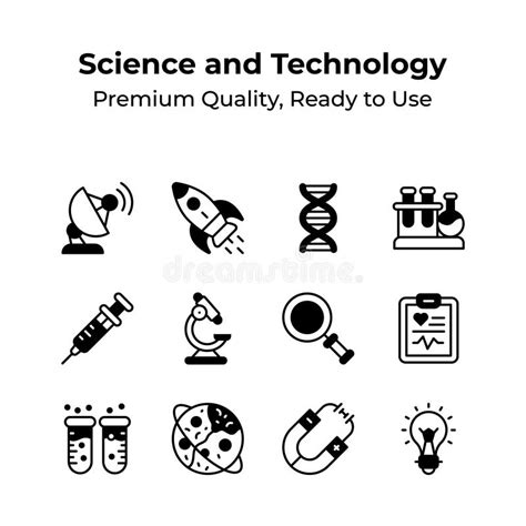 Pack Of Science And Technology Icons In Modern Style Stock Vector