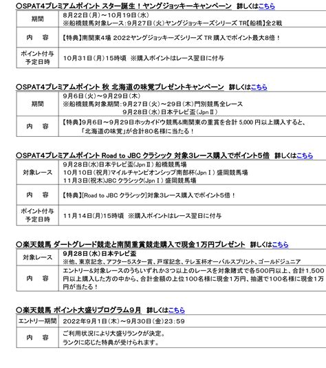 船橋競馬 第6回開催〔9月26日（月）～9月30日（金）〕イベント情報｜イベント＆ファンサービス 船橋ケイバ