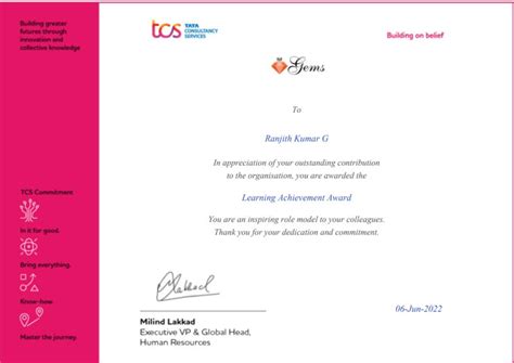 Ranjith Kumar Govindarajan On Linkedin Learning Tcs Tcser