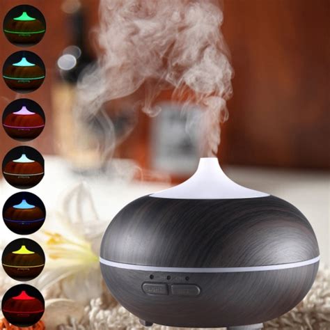 10w 150ml 우드 그레인 아로마 테라피 공기 청정기 가습기 Led 조명 포함 사무실 홈 룸 블랙
