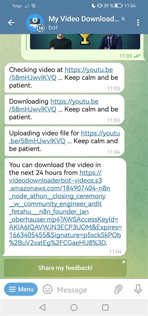 MyVideoDownloaderBot: created only with n8n - Built with n8n - n8n Community