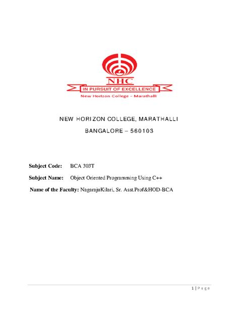 3 Sem Object Oriented Programming Using C Notes N Ew H Ori Zon