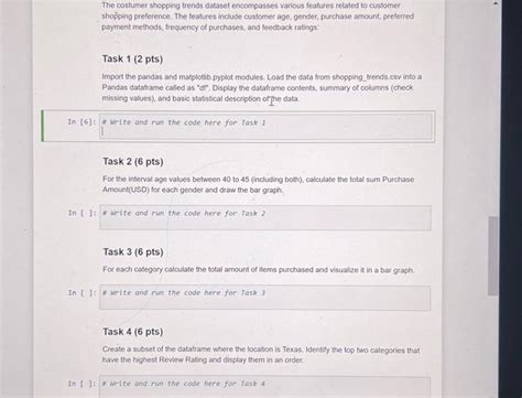 Solved The Costumer Shopping Trends Dataset Encompasses