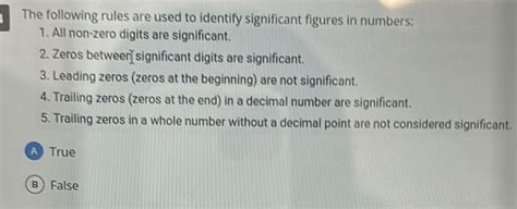 Solved The Following Rules Are Used To Identify Significant Figures In