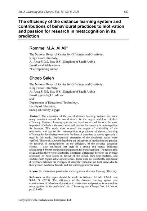 Pdf The Efficiency Of The Distance Learning System And Contributions