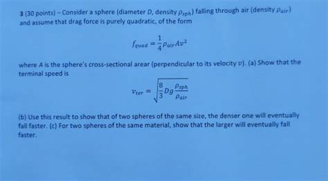 Solved 3 30 Points Consider A Sphere Diameter D