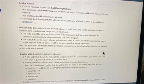 Solved Getting Started • Create A New Java Project Called