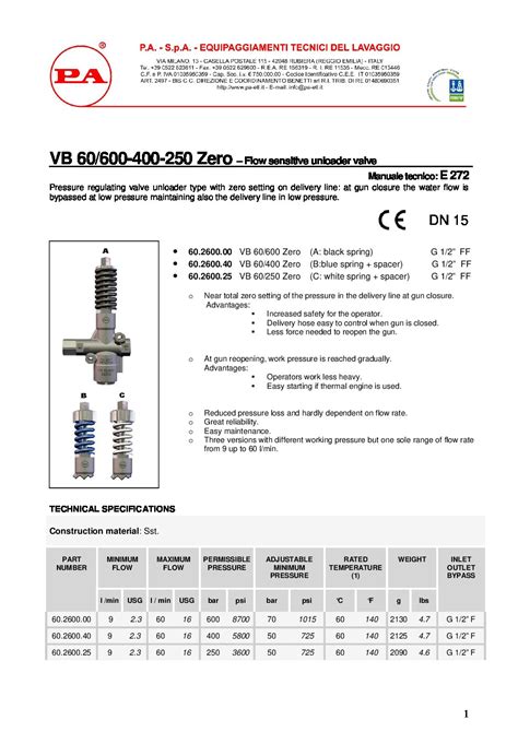 Pa Vb60 Vb600 Zero Unloader Valves