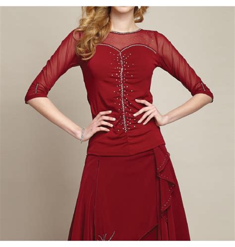 까르죠아 까르죠아 와인 섹시 블라우스 스포츠 댄스복 상의 여성 빅사이즈 라인 줌바 망사 티몬