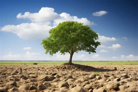 A Tree Is Standing In The Middle Of A Field Stock Illustration