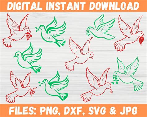 Dove Silhouette Svg Bundle Flying Pigeon Bird Clipart Png Dove
