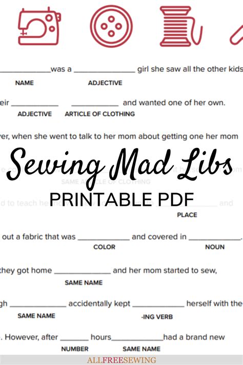Sewing Mad Libs Printable Pdf Artofit
