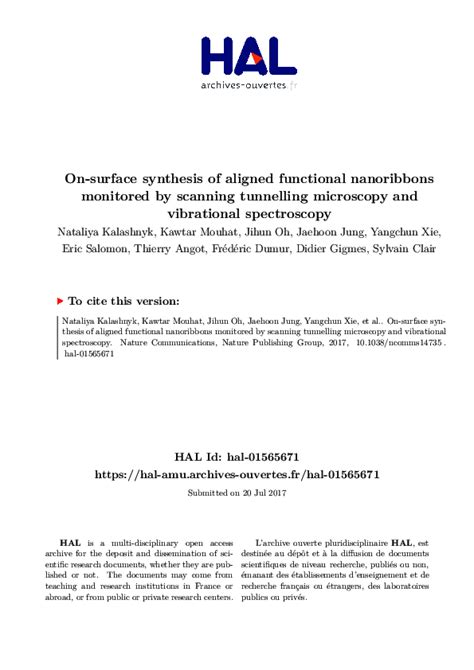 Pdf On Surface Synthesis Of Aligned Functional Nanoribbons Monitored