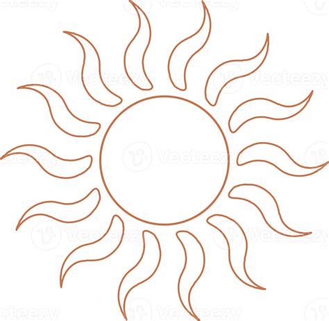 Boho Sun Logo Outline Bohemian Moon With Rays Minimal Magic Abstract