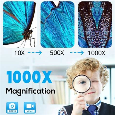 Microscópio Digital De 5 Polegadas Com Controle Remoto Ampliação 1000x Suporte De Plástica